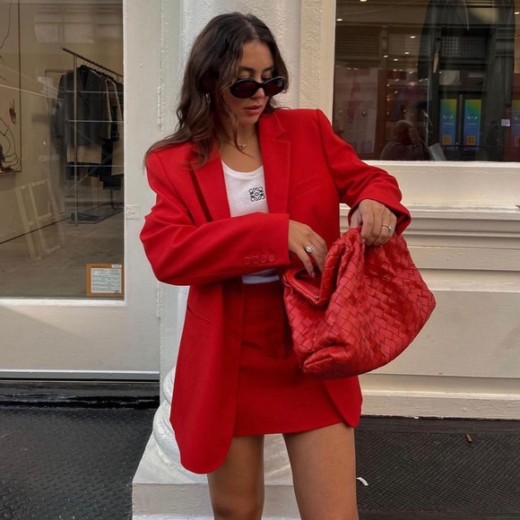 Zara | Jackets & Coats | Zara 2 Pieces Set Fitted Blazer With Pockets And Belt Loop Mini Skirt ...